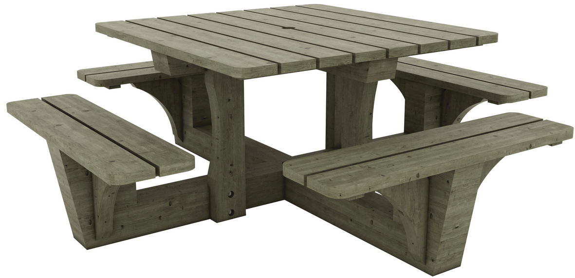 Table bancs Bangor L 213 x 213 H 75 cm à poser pin traité Mobextan ...
