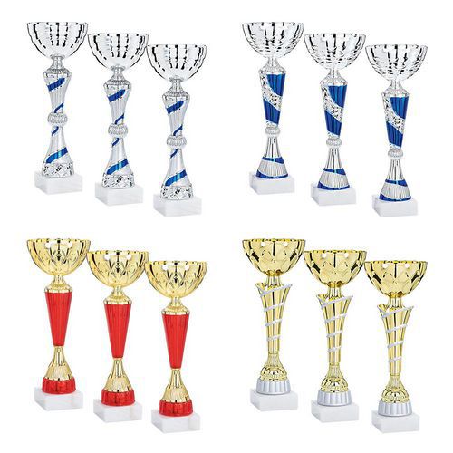 Lot de 12 coupes argent et or - hauteur moyenne de 30 cm. - Casalsport.com